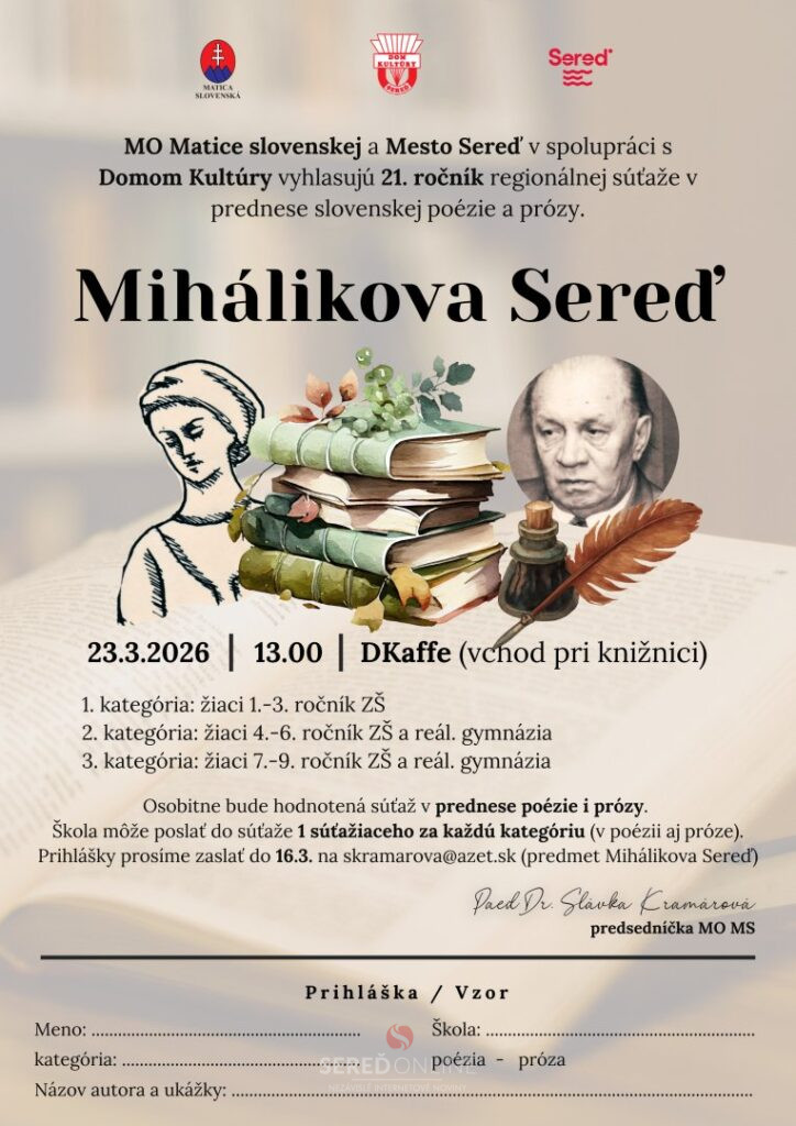 Prihláste sa do súťaže Mihálikova Sereď - Sereď Online